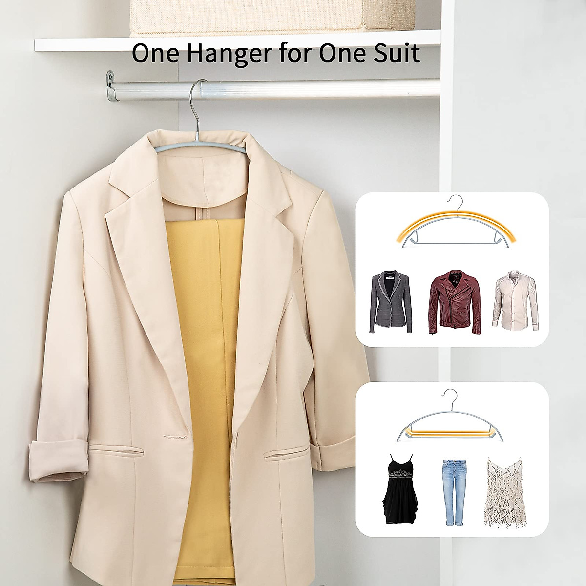 Nature Smile Non Slip PVC Coating Sweater Hangers,Dress Suit Coat Hangers,Shoulder Bump Free Golf T Shirts Clothes Hangers (Silvery Grey Color 10 Pack)