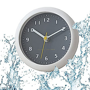 Bathroom Waterproof Wall Clock, Indoor Wall Clock with Suction Cup, Quartz Movement, Plastic Frame, Flexible Choice for Hanging Or Standing, Modern Silent Small Wall Clock for Living Room and Kitchen