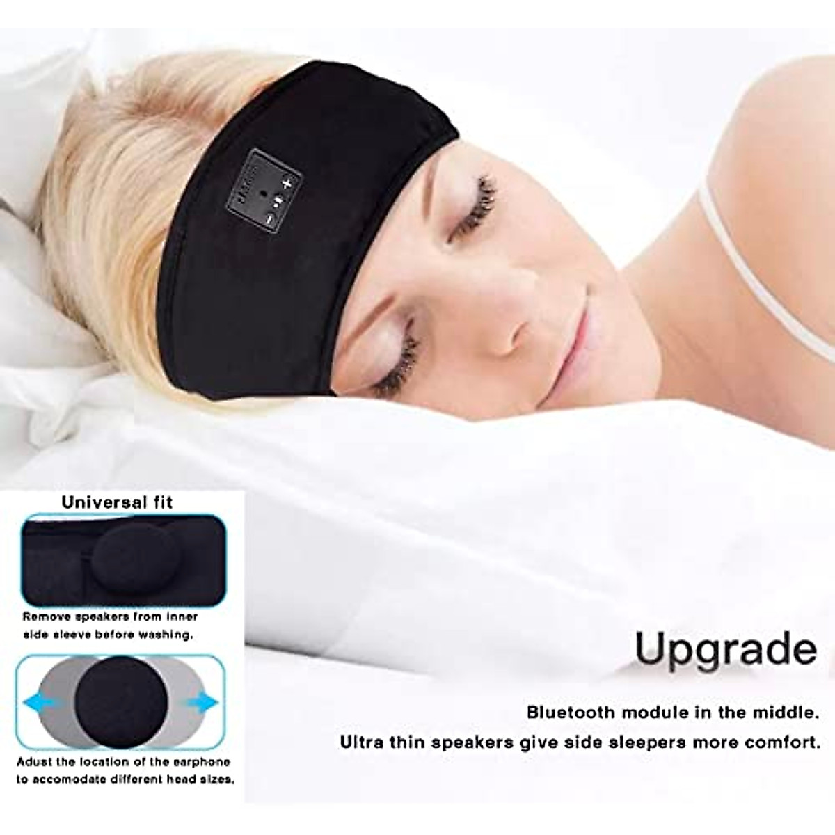 escape innovations Sleep & Fitness Headphones, Wireless Bluetooth Music Headband, Ultra-Thin HD Speakers, Free Charging Cable, Sports, Sleep Mask, Jogging, Walking, Workout, Travel & Meditation.