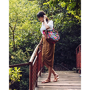 TribeAzure Brown Handmade Floral Shoulder Bag Women Fashion Handbag Tote Casual Summer Spring Top Handle