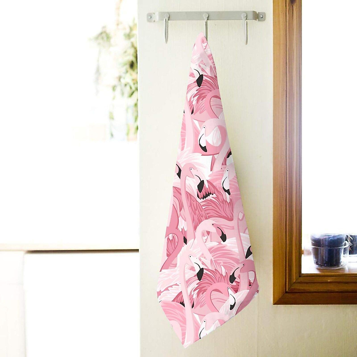 Dujiea Pink Flamingo Kitchen Dish Towel Soft Highly Absorbent Hand Towel Home Decorative Multipurpose for Bathroom Hotel Gym and Spa 15 X 27 Inches