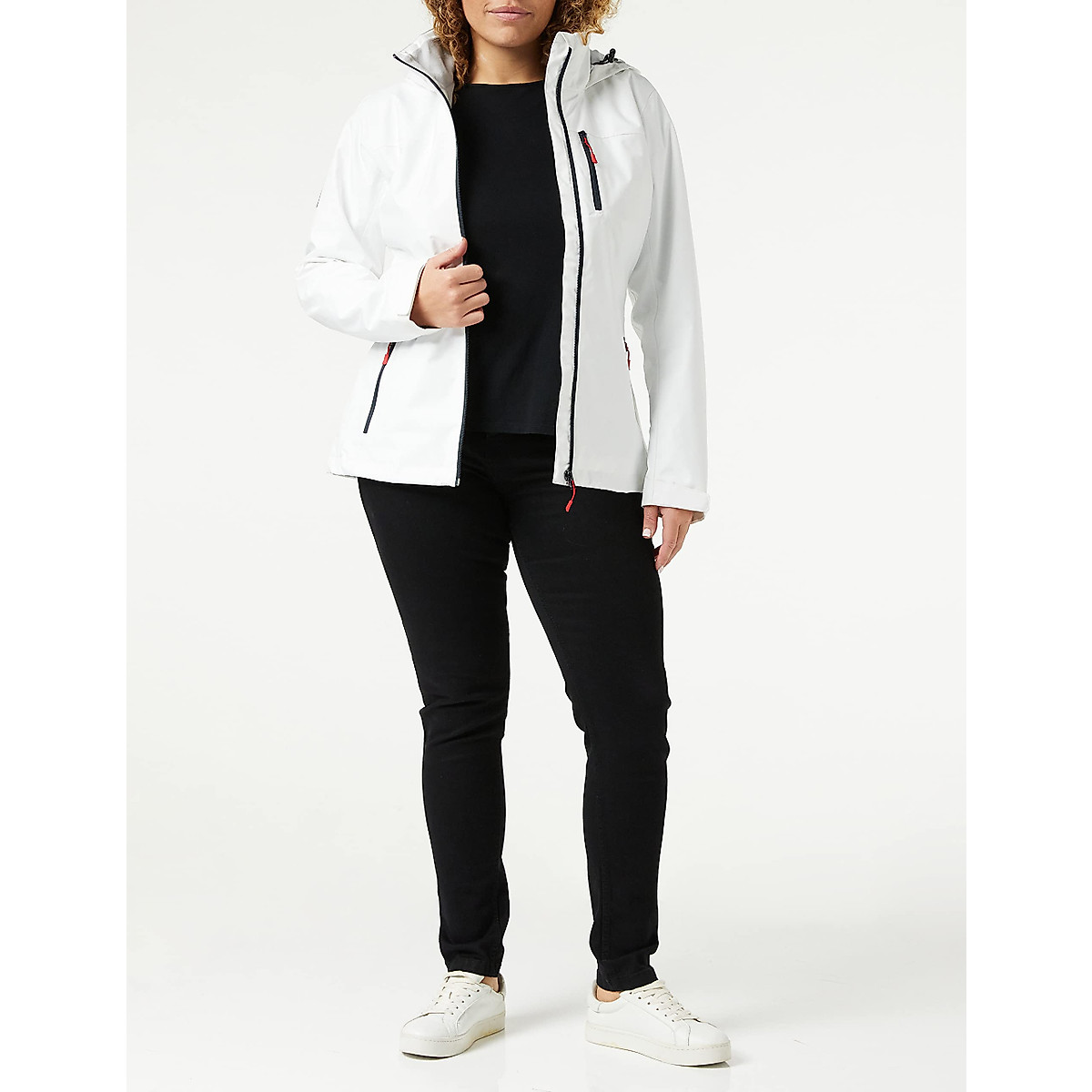 Helly Hansen Women's Crew Hooded Midlayer Fleece Lined Waterproof Rain Jacket, 001 White, XX-Large