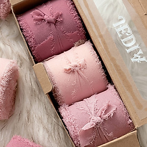 JEDIA Valentine's Day Ribbon, 3 Rolls Dusty Rose Flower Ribbons, 1.5" x 7Yd Pink Bouquet Ribbon Set for Wedding Invitations, Gift Wrapping, Wedding Decor, Bouquet Wrap, Bow Making, Bridal Bouquets