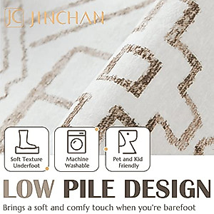 jinchan Area Rug 8x10 Moroccan Rug Living Room Taupe Rug Washable Rug Thin Rug Modern Geometric Soft Rug Large Rug Contemporary Indoor Non Slip Carpet for Bedroom Kitchen Dining Room