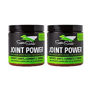 Super Snouts Joint Power 100% Green Lipped Mussels for Dogs & Cats - Dog Joint Supplement Powder Supports Joints, Tendons, Ligaments (2.64 oz, Pack of 2)