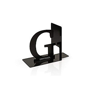 Harry Potter Metal Bookends - Black Hogwarts House Gryffindor Diecast Design - Decorative Book Holder - Home, Office, Kitchen, Room Decor - Books Collection Display for Shelves - Desk Accessories Set