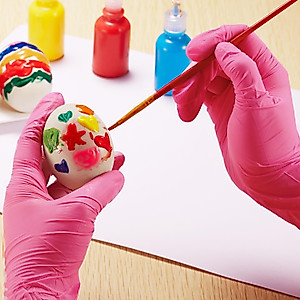 Kids Gloves Disposable, Nitrile Gloves for 7-14 Years - Latex Free, Food Grade, Powder Free -for Crafting, Painting, Gardening, Cooking, Cleaning - 100 PCS Rose red