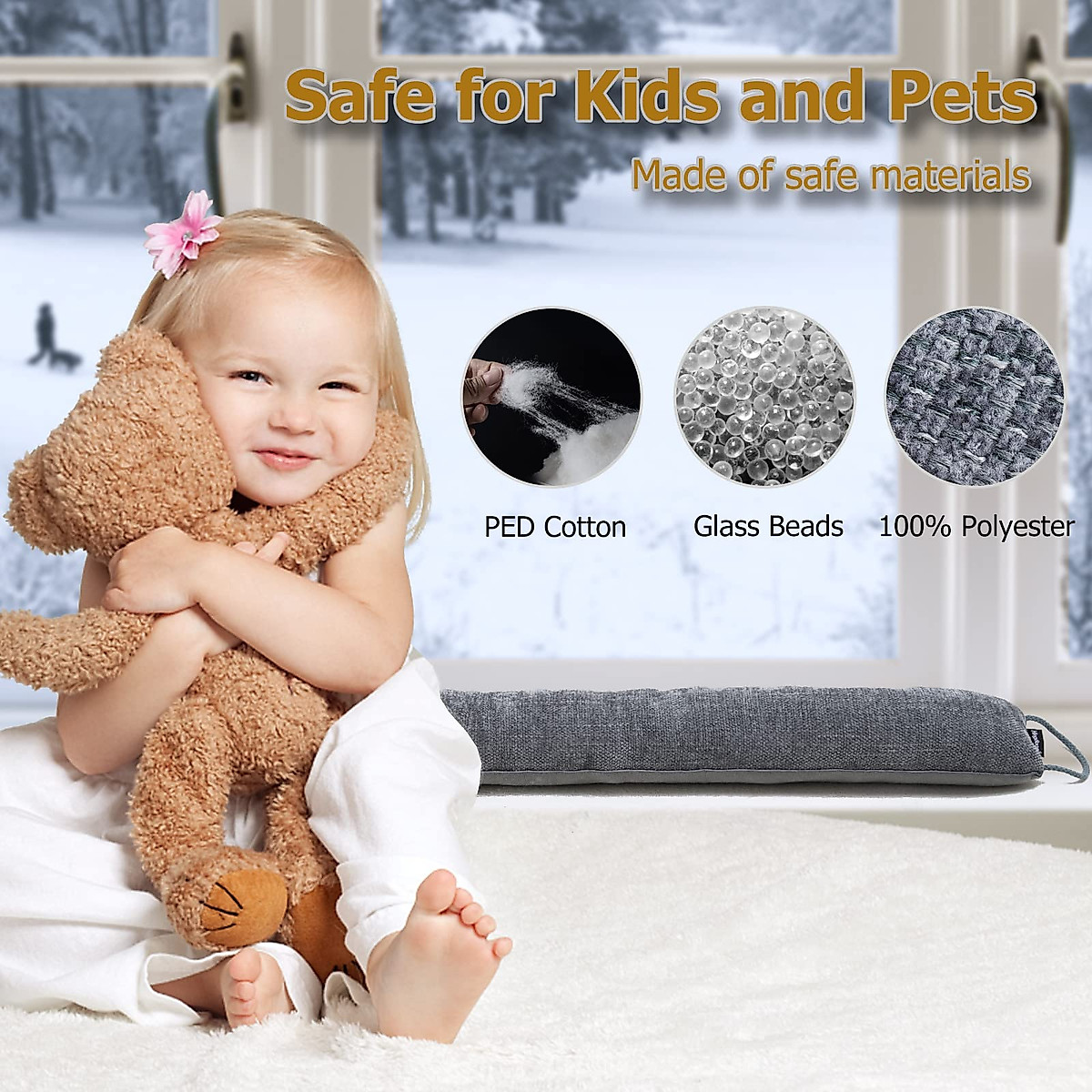 Kingbaas Heavy Door Draft Stopper Under Door Noise Blocker Front Door Insulation Door Draft Guard Weatherproof Strip Energy Efficient Door Accessory