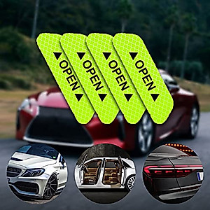 BEYPOVK 4PCS Car Door Open Reflective Safety Stickers, Anti-Collision Warning Decal Tape, Exterior Accessories for Cars, SUVs, Trucks, Motorcycles (Green)
