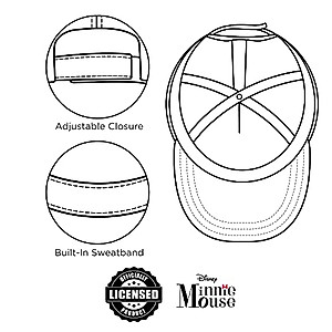 Disney Girls Baseball Cap, Minnie Mouse Ears Hat Mommy & Me Adjustable Toddler Caps 2-4 Or Girl Hat Ages 4-7