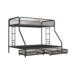 DHP Joslin Twin/Full Bed with Storage, Black Metal Bunk