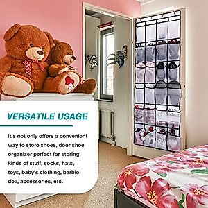 Xuhal 2 Pack over The Door Shoe Organizer Hanging Shoe Organizer with 24 Mesh Large Pockets Door Shoe Rack and 8 Pcs Metal Hooks for Men Women Kids Hanging Door Shoe Holder