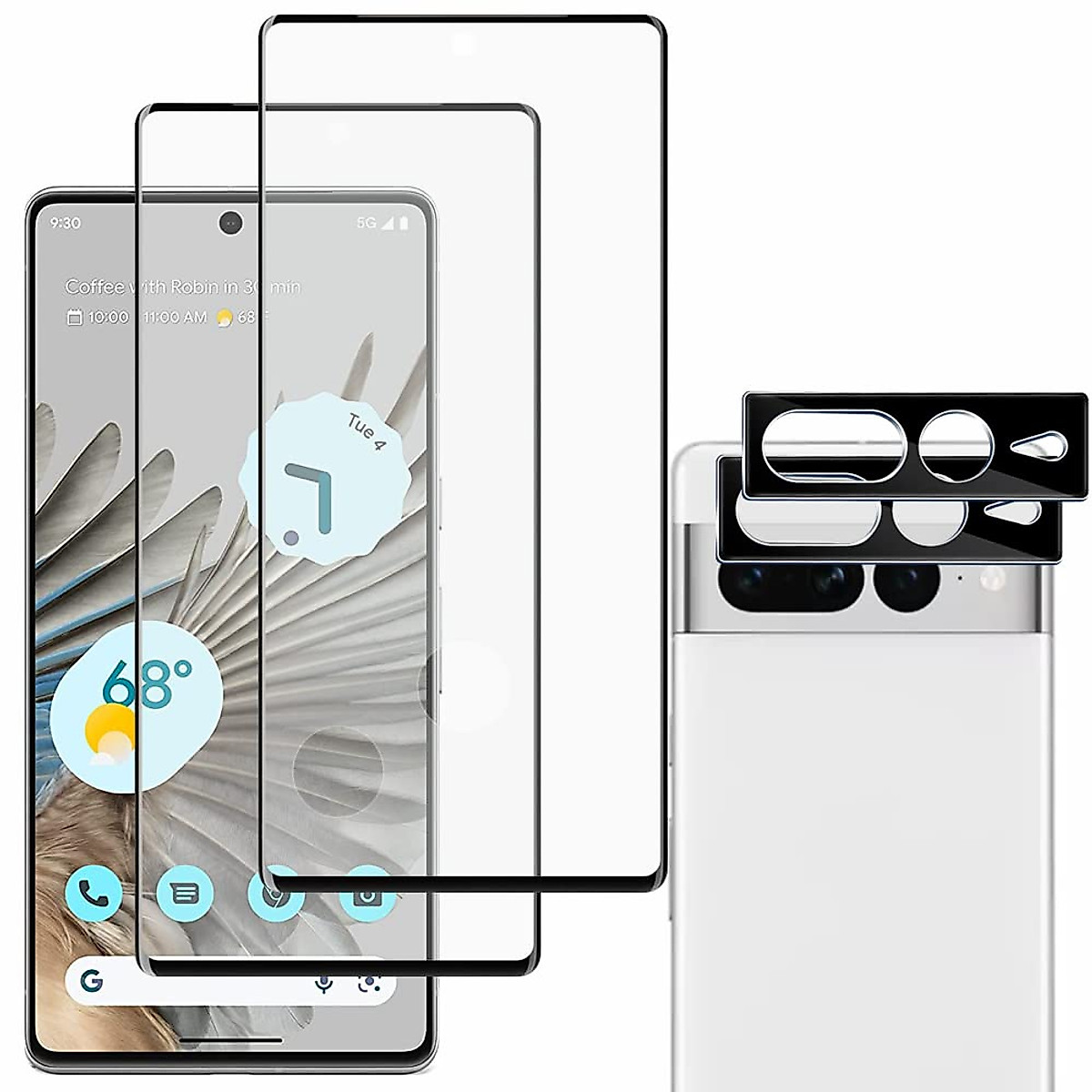 UIYTRAESTING [2+2 Pack] for Google Pixel 7 Pro Screen Protector Include 2 Pack Tempered Glass +2 Camera Lens Protector,9H Hardness,3D Curved 5G