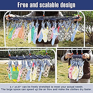 SHZMJL Foldable Clothes Drying Hanger with 29 Clips-Drip Hanger-Sock，Laundry Drying Rack Hanger for Socks Bras，The Clips Release Quickly,Large Clamp of Imitation Turbine (White)