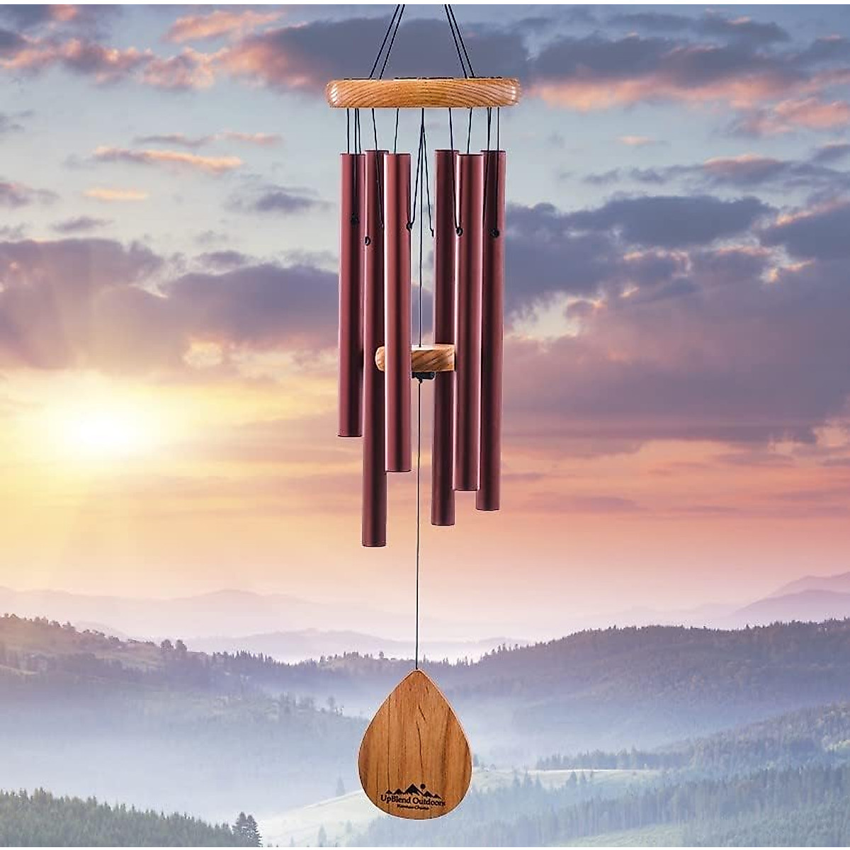 UpBlend Outdoors Wind Chimes for Outside - 28" Brown Windchimes Outdoors, Harmonic Wind Chime Gifts for Women, Ideas for Mom, Grandma, for Gardeners Outdoor Porch