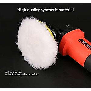 Tworider 7 Pcs 3 Inch Buffing Pads, Wool Polishing Pad,Wool Buffing Polishing Pad Set,Buffing Pads for Drill Lambs Wool Hook and Loop,with M14 Drill Buffer Attachment, Car Polishers and Buffers
