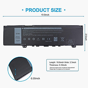 38Wh F62GO F62G0 Battery Compatible with Dell Inspiron 13 7000 7373 7386 2-in-1 7370 7380 5370 P83G P87G P91G P83G001 P83G002 P91G001 P87G001 Vostro 13 5370 Series 39DY5 039DY5 RPJC3 0RPJC3 11.4V