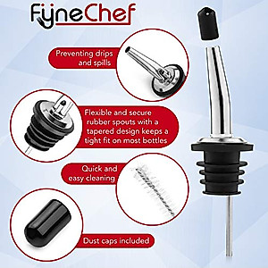 2 Pack Stainless Steel Classic Bottle Pourers Liquor Bottle Pourers Bottle Pourers For Alcohol - Pour Spouts For Liquor Bottles - Liquor Pourers Olive Oil Pourer Alcohol Spouts Bottle Spout Olive Oil