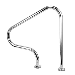 Antourlamm 1PCS Swimming Pool Handrail, 304 Stainless Steel Non-Slip Pool Handrail, 3-Bend Pool Hand Grab Rail, for Garden Backyard Water Parks, 31.5x31.5 in