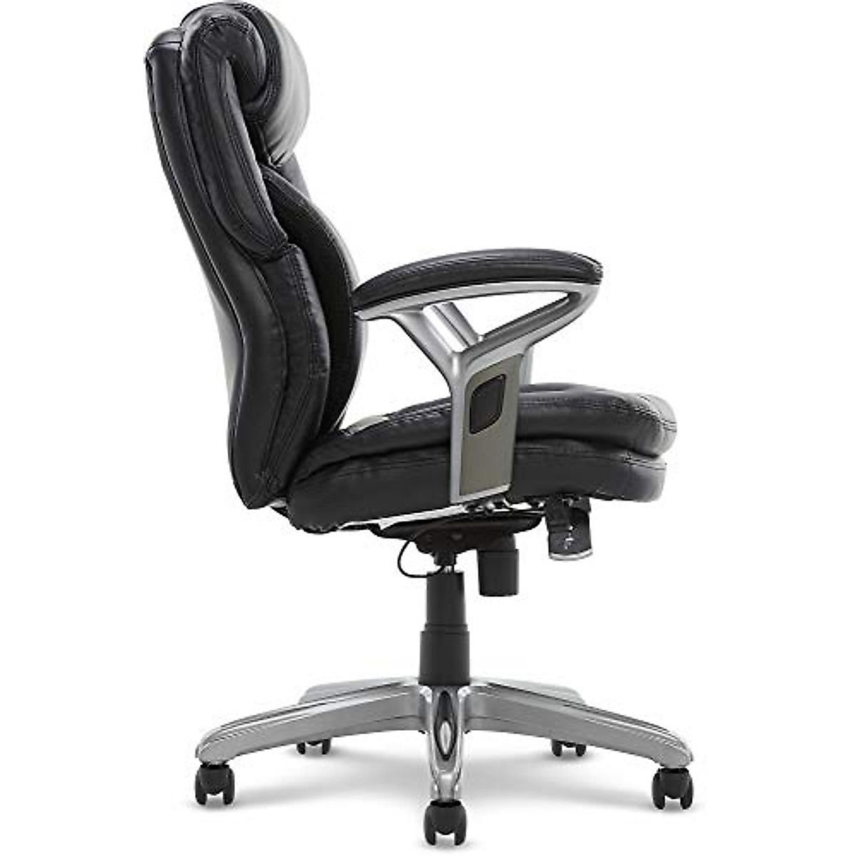 Elle Decor Anniston Wellness by Design Mid Office AIR Lumbar Technology, Ergonomic Computer Chair with Lower Back Support, Bonded Leather, Black
