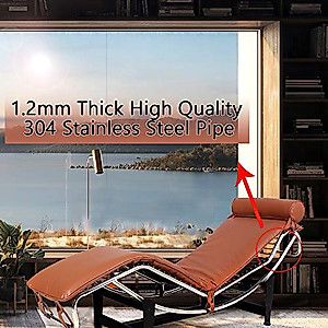 HOTYARD LC-4 Chaise Lounge, Genuine Leather Recliner (Light Brown)