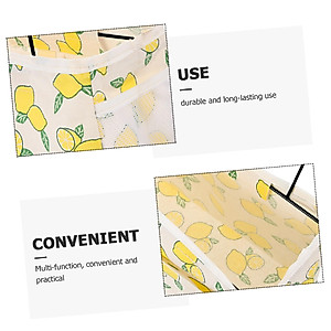 Lemon Bedside Cotton Linen Hanging Storage Bag Bed Storage Pocket Organizer Pouch Diaper Stacker for Bed Crib Craddle Baby Clothes Organizer