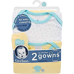 Gerber Baby 2-Pack Gown, New Duck, 0-6 Months