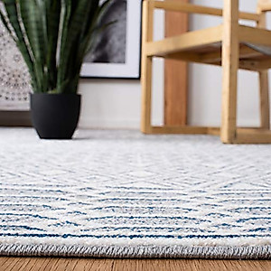 SAFAVIEH Belmont Collection 8' x 10' Ivory / Navy BMT132B Moroccan Non-Shedding Living Room Bedroom Dining Home Office Area Rug