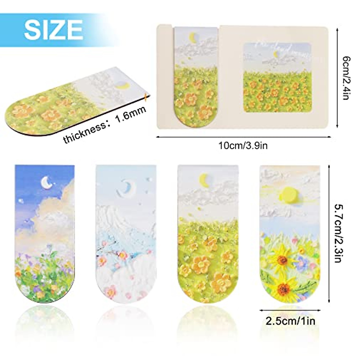 12 PCS Painting Magnetic Bookmarks, Fall Magnet Book Markers with Card, Page Clips Bookmarks for Students Women, Laminated Book Mark for Reading Lovers Girls Teachers School Stationery Gifts