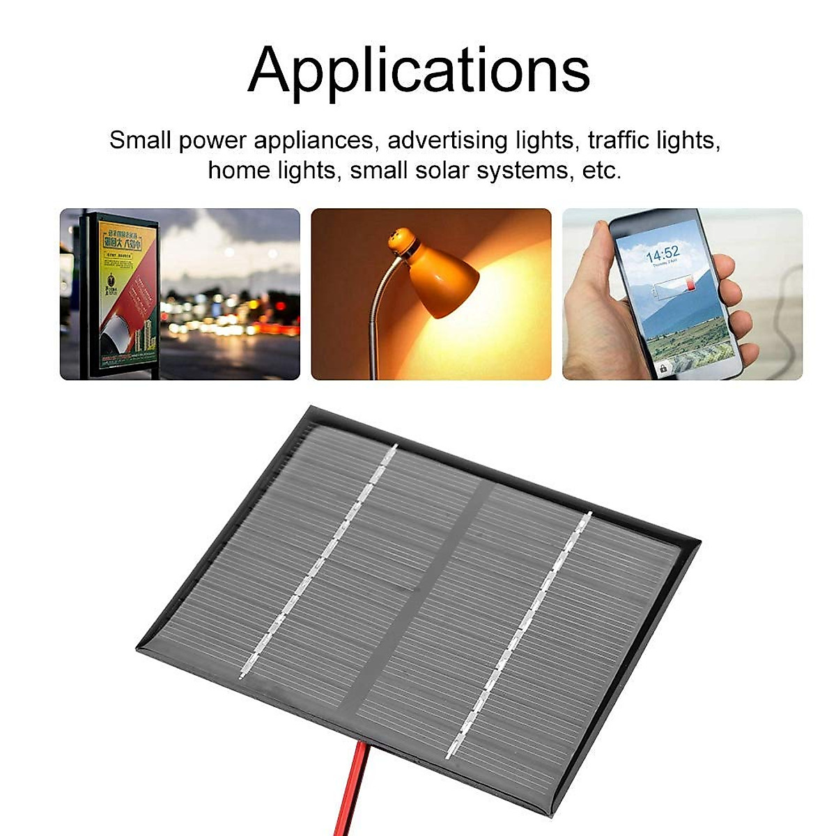 Panel,1.5W 12V Portable Outdoor Waterproof Charger for Emergency Lights, Advertising Lights, Traffic Lights, Home Lights, Electric Fans
