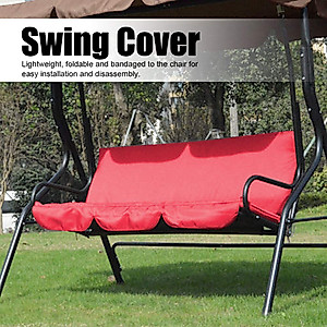 Swing Seat Cover, Waterproof Foldable Replacement Swing Canopy Cover, Ultra-Lightweight 3-Seat Chair Cover Hammock Protection Cover for Outdoor, Garden, Courtyard(Red)