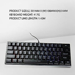 61 Keys RGB Backlit 60% Wired Gaming Keyboard and Mouse Combo, Quiet Ergonomic Waterproof Mini Compact 60 Percent Keyboard, for PC Mac PS4 Xbox Gamer, Typist, Travel