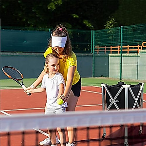 Get Out! Portable Tennis Ball Hopper Basket with Wheels - Tennis Ball Cart for 150 Racquetball, Pickleball, Baseball