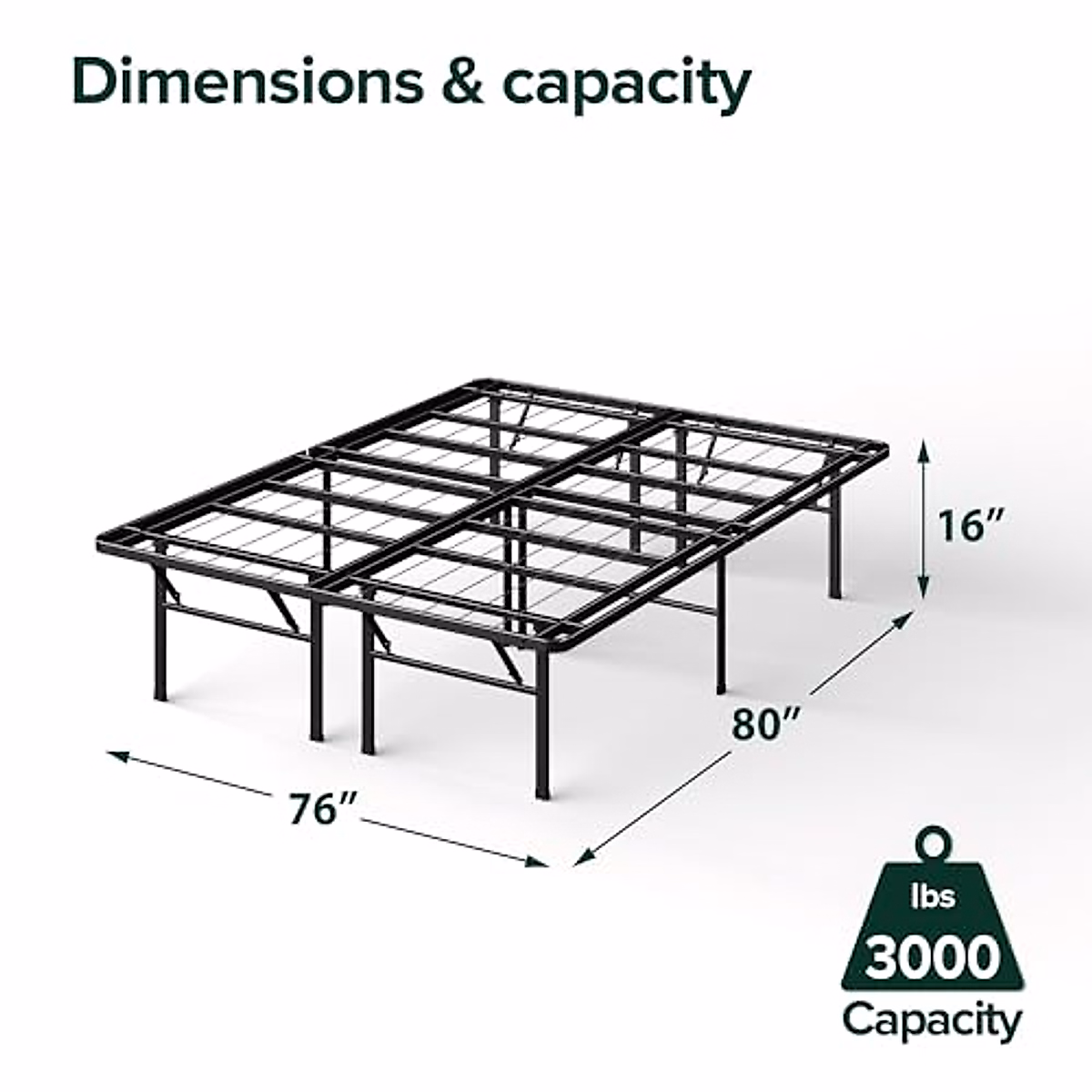ZINUS SmartBase Heavy Duty Mattress Foundation, 16 Inch Metal Platform Bed Frame, No Box Spring Needed, Sturdy Steel Frame, Underbed Storage, King