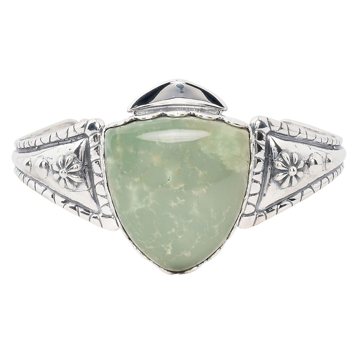 American West Jewelry Sterling Silver Green Turquoise Gemstone Arrowhead Cuff Bracelet Size M