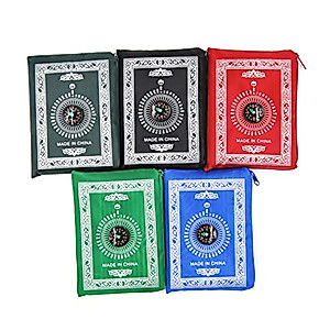 Nirelief Prayer Mat Portable Carpet Ramadan Gifts Muslim Prayer Rug Islamic Muslim Praying Mat Carpet Blanket Pocket Portable Print with Compass Bag for Travel Home Blue