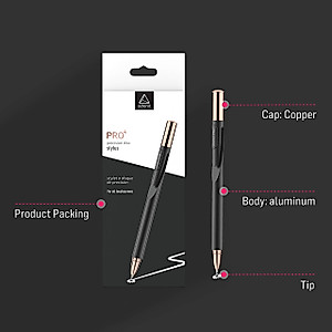 Adonit Pro 4 (Black) Luxury Capacitive Stylus Pen, High Sensitivity Fine Point and Precision,Stylus for iPad, Air, Mini, Android, iPhone, Surface, Other Touch Screens, Compatible for All Touchscreens