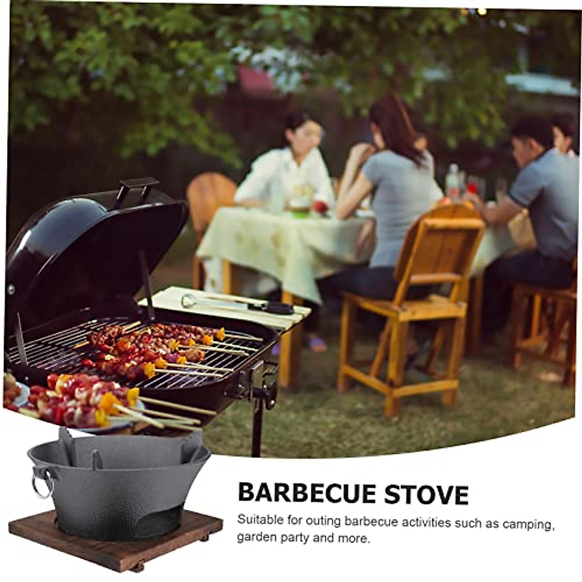 Happyyami 1 Set Grill Portable Grill Stand Hibachi Grill Outdoor Stove Burner Stove Charcoal Fire Stove Grilling Tools Camping Barbecue Stove Iron Grill Charcoal Grill Stove Cast Iron Black