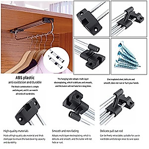 Pull-Out Heavy Duty Retractable Closet Storage Rack Extender Valet Rod Rail Towel Hanger,Hanging Adjustable Wardrobe elescopic Rail Closet Hangers (13.8 inch Hanger Movable Pants Rack) 2 Pieces