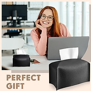 Gerrii 4 Pcs Tissue Box Cover Holder Rectangular PU Leather Tissue Cover Modern Decorative Tissue Box Case Organizer Holder for Tabletop Bathroom Car Vanity Countertop Office Desk 9.5 x 5 x 5 Inch
