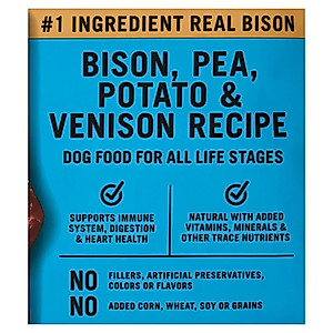 Trase A Wild & Free Bison, Pea, Potato & Venison Recipe Dry Dog Food, Grain-Free for All Breeds & All Lifestages, 24 lbs