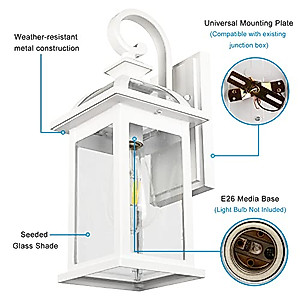 Darkaway Outdoor Wall Lights Fixtures 2 Pack with Outdoor Pendant Light for Porch, Patio, Garden