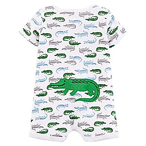 Simple Joys by Carter's Baby Boys' Snap-Up Rompers, Pack of 3, Navy/Red/White, Alligator/Stripe, 12 Months