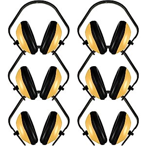 Maitys 6 Pcs Soundproof Earmuffs Hearing Protection Headphones Adjustable Padded Defender Noise Reduction Earplug for Kids (Yellow)