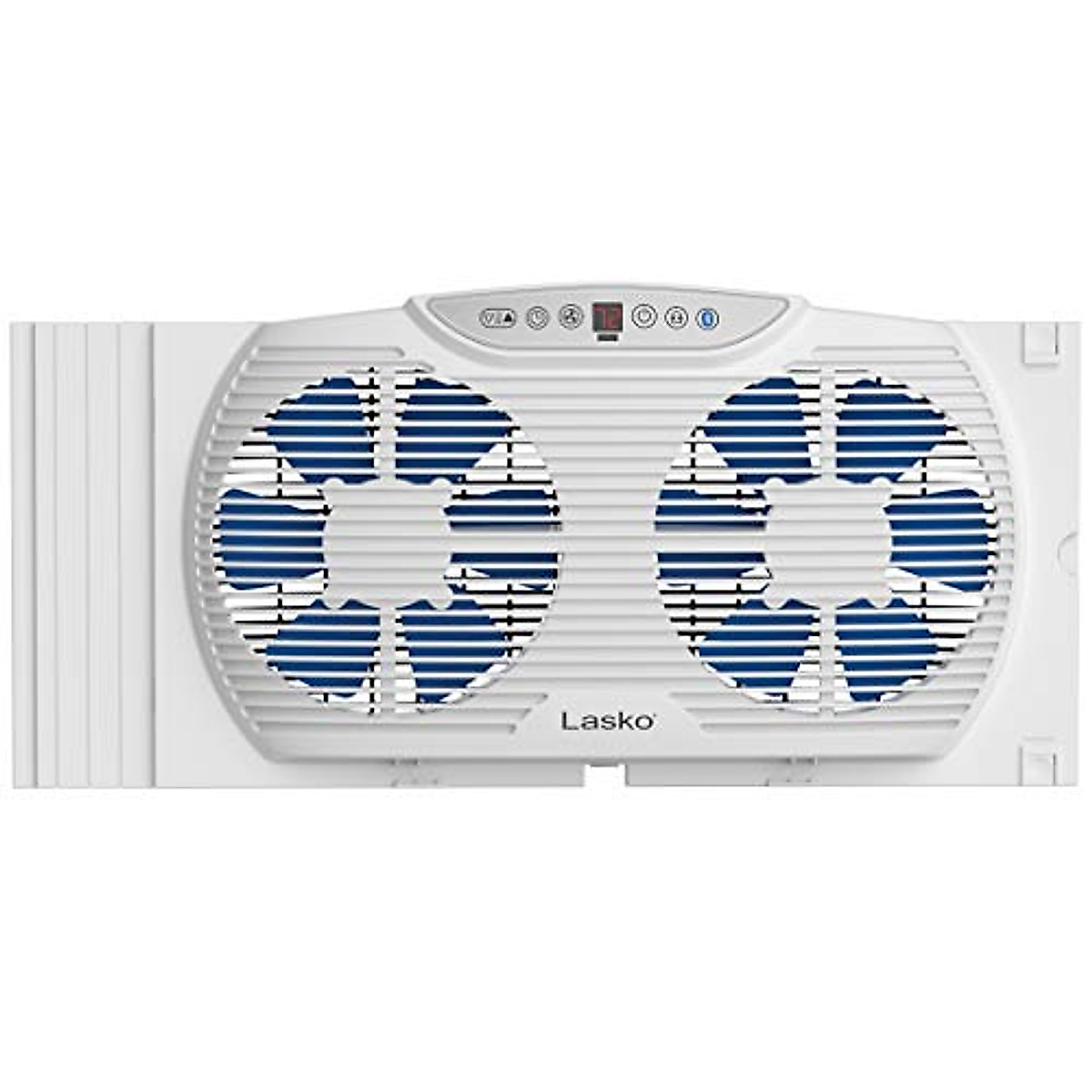 Lasko W09560 Bluetooth Enabled Twin 9-Inch Window Fan with Independent Electrically Reversible Intake & Exhaust Motors with Thermostat and Timer for Bedroom Indoor Home Use, White