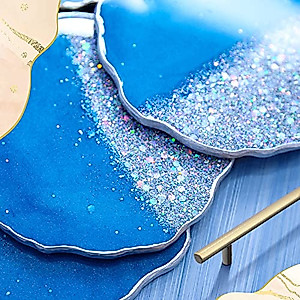 Gejoy Large Resin Tray Molds Silicone Tray Mold with 10 Pcs Metal Gold Handles Irregular Tray Molds for Epoxy Resin Casting DIY Crafts Supply Making Faux Agate Tray Serving Board Home Decor Ideal Gift