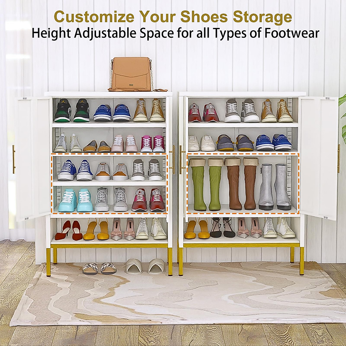 Nobilsteel Shoe Cabinet, 20 Pair Shoe Storage Organizer Cabinet, 41" Tall Shoe Cabinet with Doors and Shelves, 6-Tier Metal Shoe Cabinet for Entryway Hallway Closet