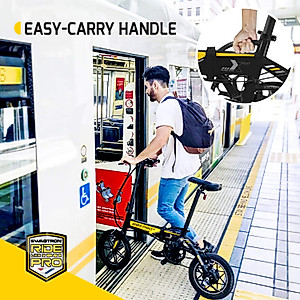 Swagtron Swagcycle EB-5 PLUS Folding Electric Bike with Pedals and Removable Battery, Blue, 14" Wheels