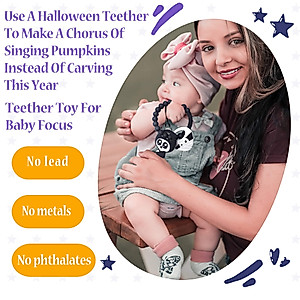 BIGSPINACH Mummy Teether and Cute Grim Reaper Ring Teether Halloween Activities Designed with a Bumpy Ring for Soothing and Ease of Grabbing