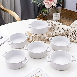 Bruntmor 6" Ceramic Plates Set of 4, Round Grey Ceramic Salad Plates For Kitchen Dish Plates, Ceramic Dinnerware appetizer Plates with handle,Serving Platter for sushi and Sizzling